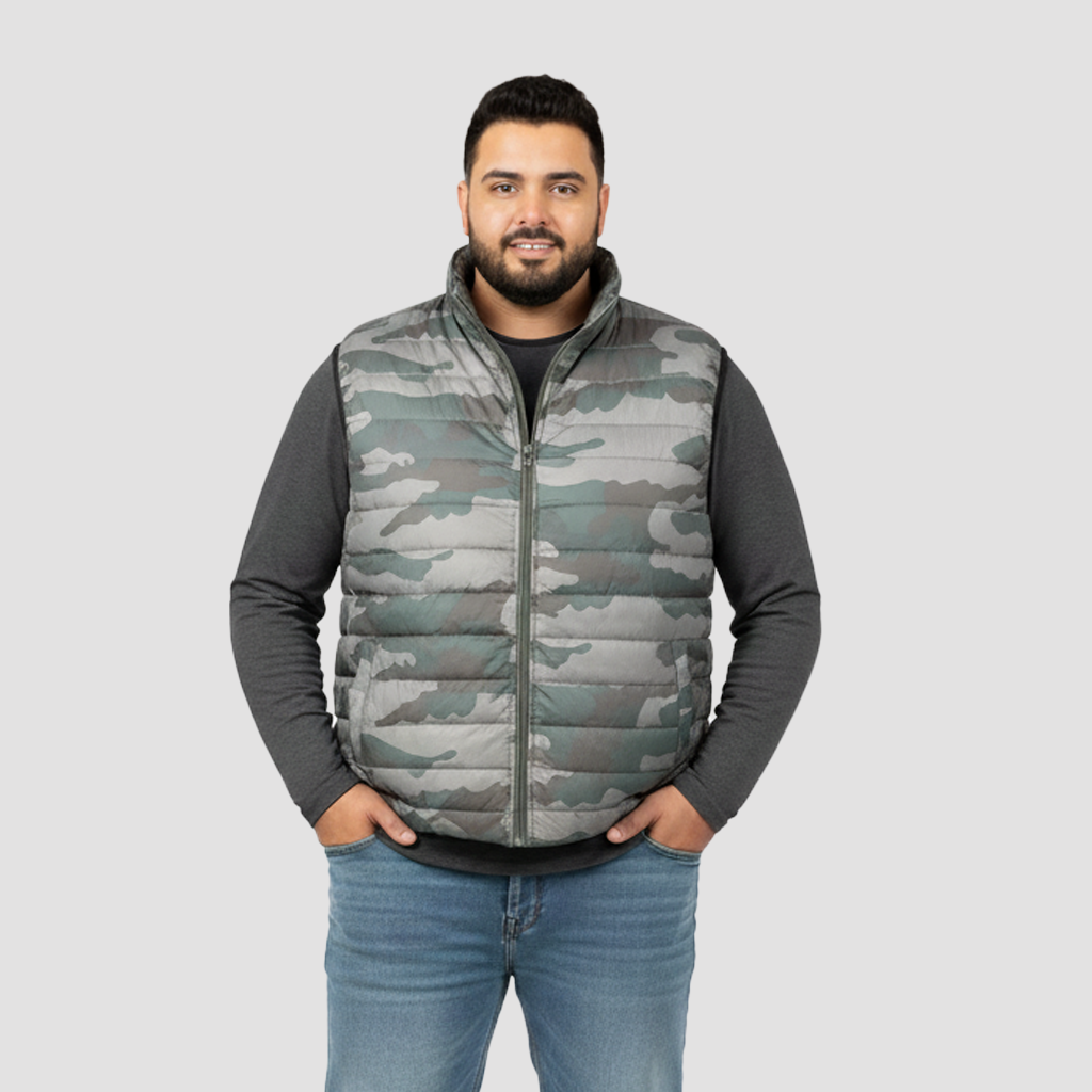 Men's Camouflage Puffer Gilet | Plus Size Puffer Jackets – Khambra Sports